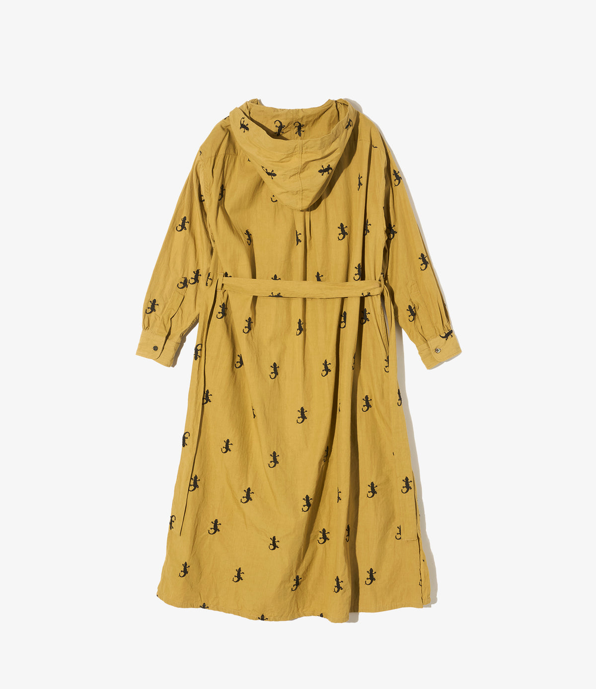 Hooded BD Dress - Khaki Gecko Embroidery | Nepenthes New York
