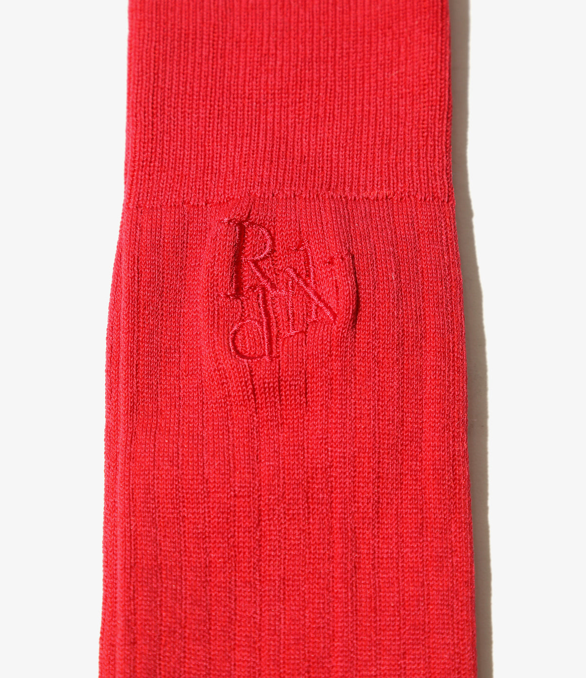 Monogram Stitch Ribbed Socks - Red | Nepenthes New York
